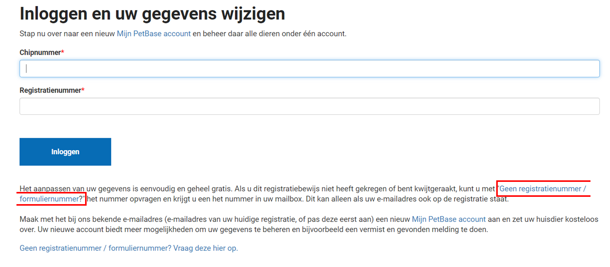 Registratienummer formuliernummer opvragen